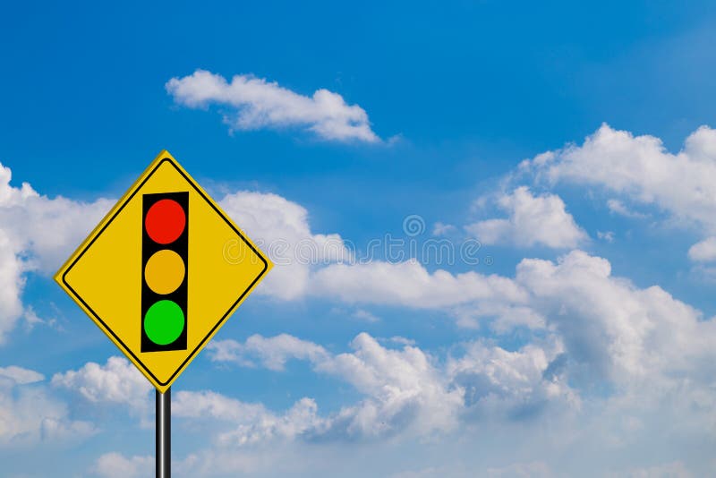 Traffic Signs,of Red Light on Sky Background Stock Photo - Image of ...
