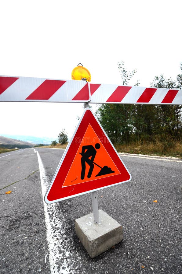 Traffic Signs on the Road, Under Reconstruction Symbol Stock Image ...