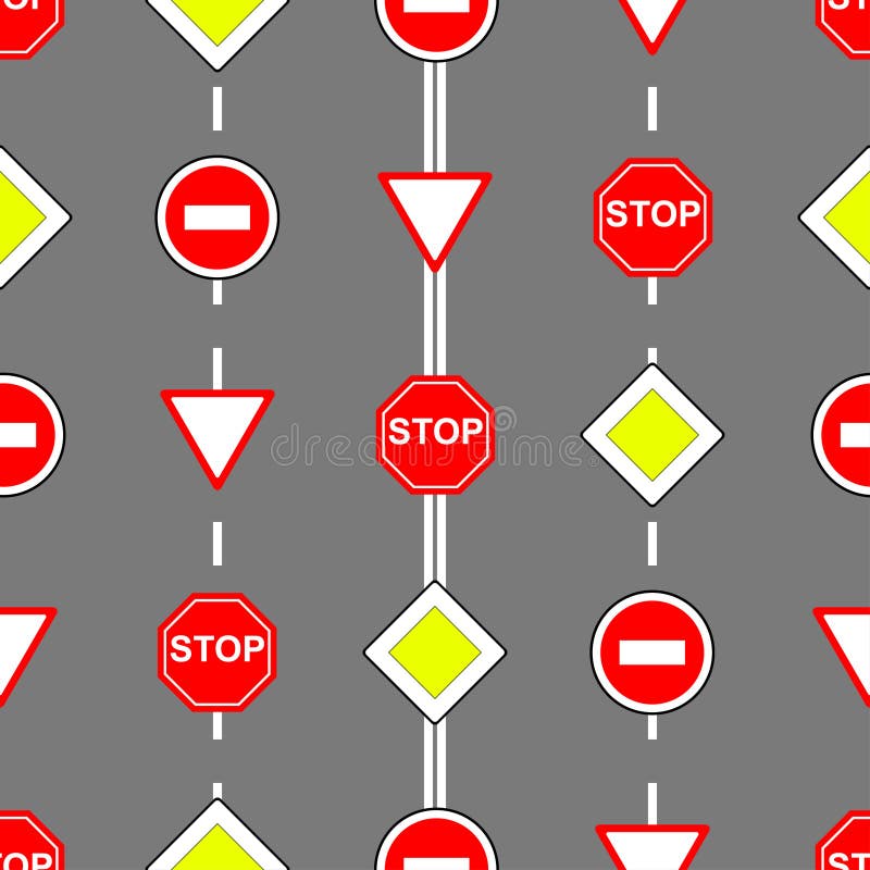 Traffic Signs Seamless Pattern Background Stock Vector - Illustration ...