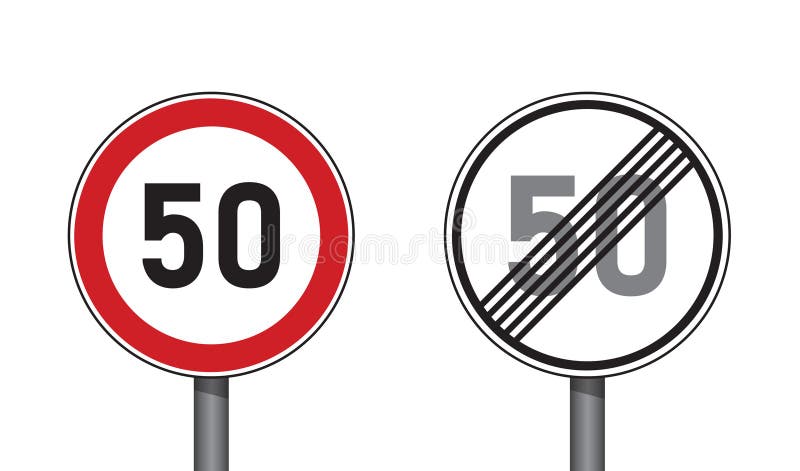 Traffic Signs Set Speed Limit 50 Isolated Stock Illustration ...