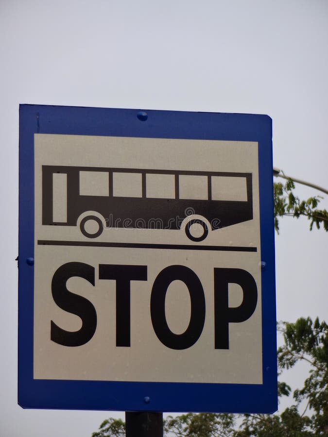 Traffic Signs To Indicate Where the Bus Stops. Stock Photo - Image of ...