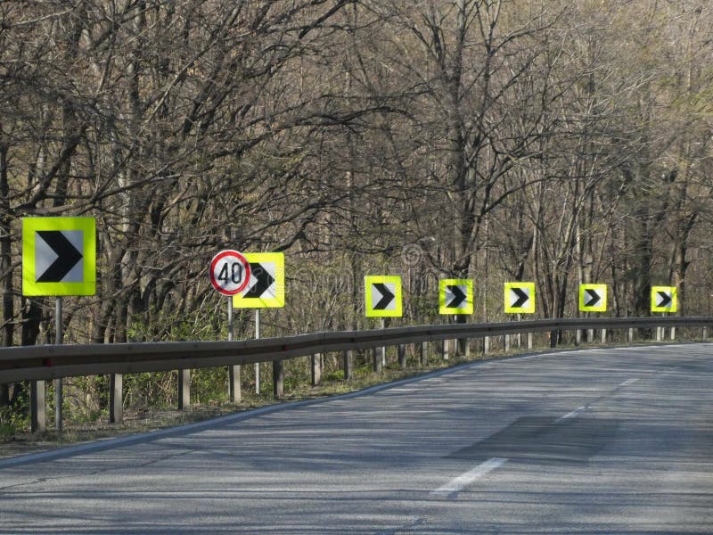 Traffic Signs, Turn Right And Speed Limit 40 Stock Image - Image of ...