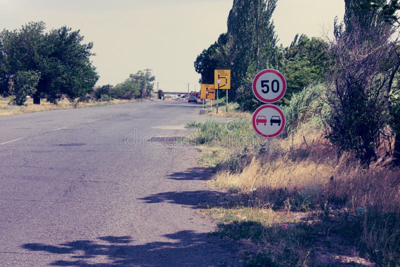 Traffic Signs Warning Road Transport Stock Image - Image of road, signs ...