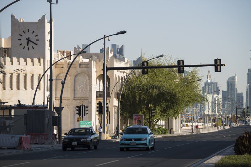Traffic and Skyline in Doha,Qatar. Editorial Stock Photo - Image of ...