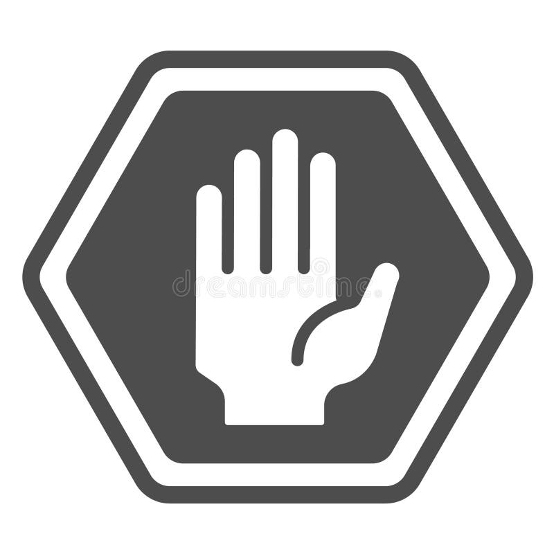 Traffic Stop Hand Palm Solid Icon, Making Road Concept. Vector Graphics ...