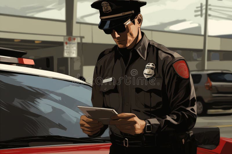 Traffic Stop: License Verification in Progress. Stock Illustration ...