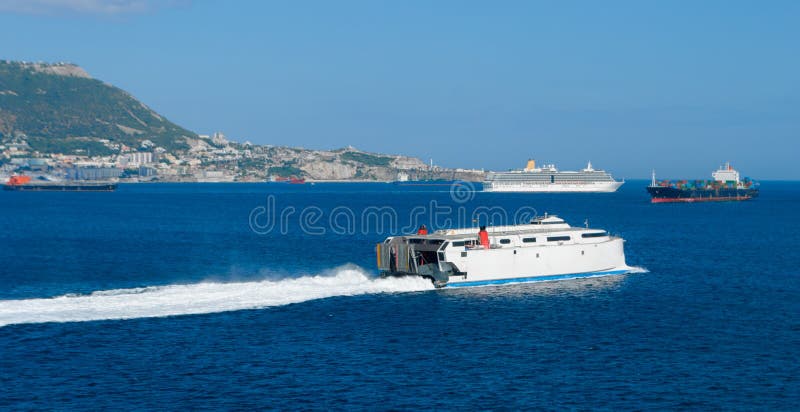 Traffic in the Strait of Gibraltar Stock Image - Image of freight ...