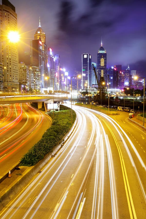 Traffic trail on highway stock photo. Image of apartment - 31555348