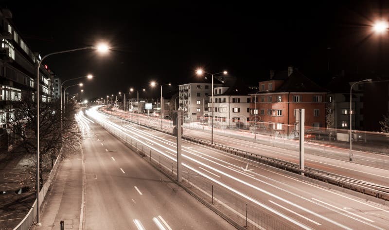 Traffic trails at night stock image. Image of lamppost - 27740455