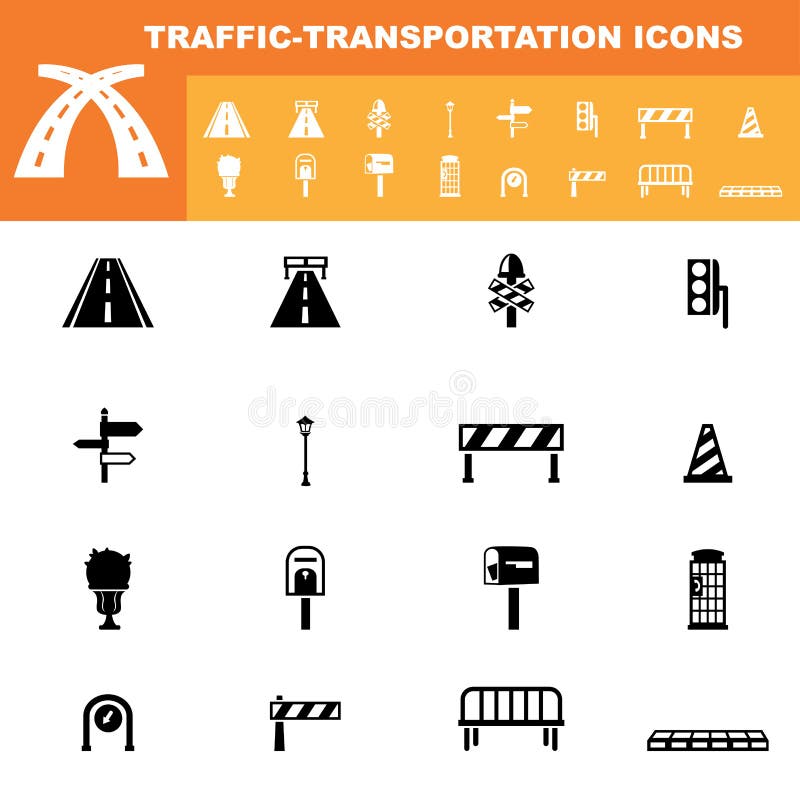 Traffic-transportation Icon Set Stock Vector - Illustration of route ...