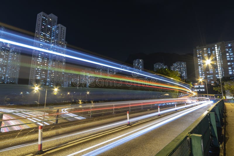 Traffic at night stock photo. Image of modern, city - 216476714
