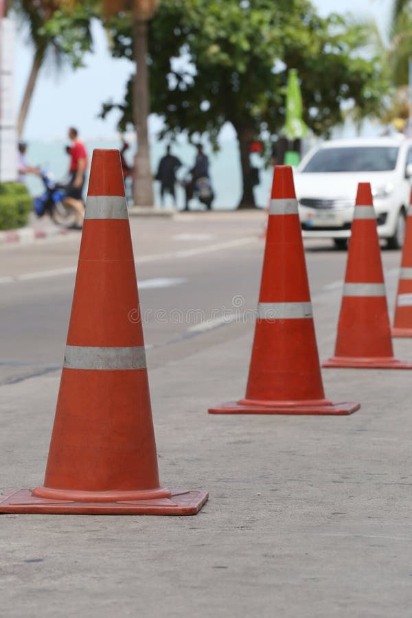 Traffic Warning Cone in Row To Separate Route. Stock Photo - Image of ...