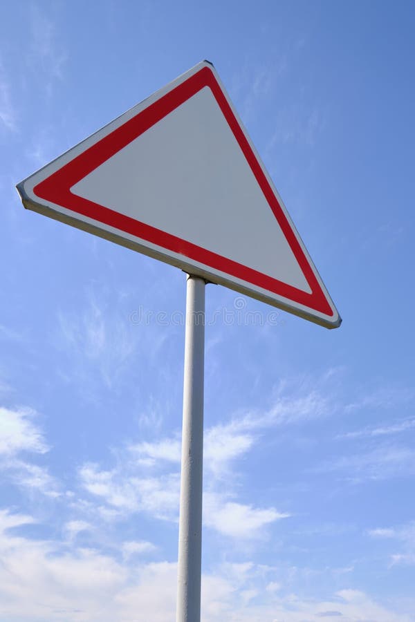 Traffic Warning Sign Background Clouds and Blue Sky Stock Image - Image ...