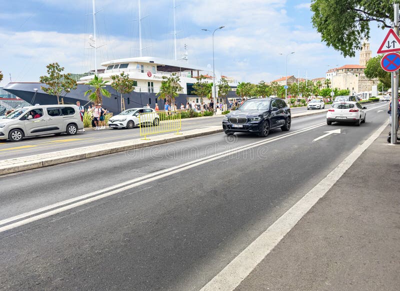 Traffic on the Waterfront of the City of Split, Croatia. Editorial ...