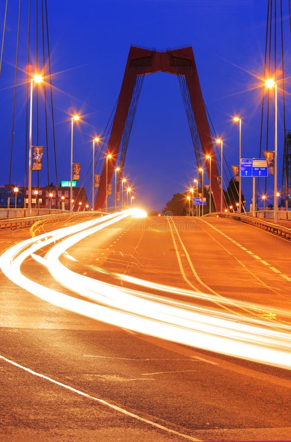 Traffic on Willemsbridge in Rotterdam Stock Image - Image of shot ...