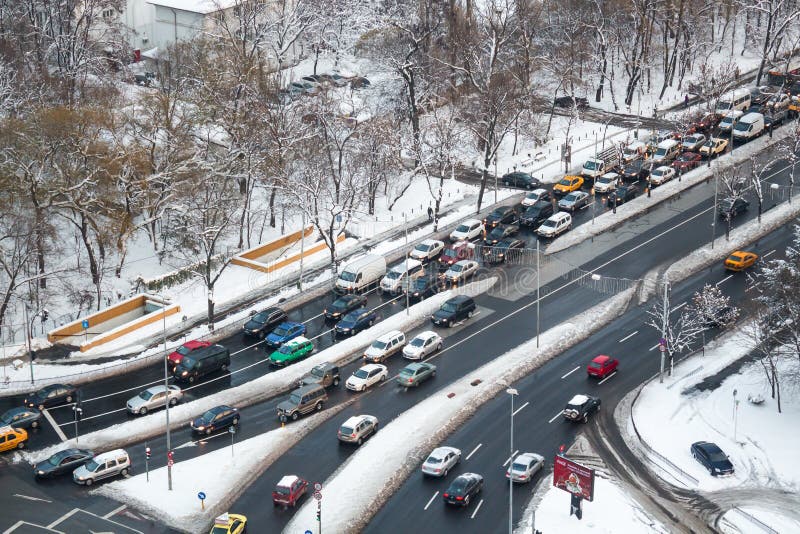 Traffic in winter editorial stock photo. Image of accelerate - 37102423