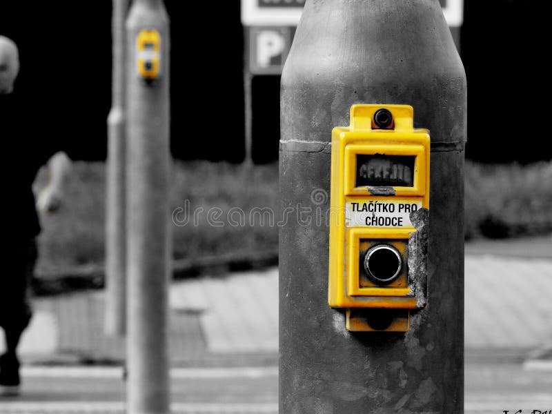 Trafficlight button stock photo. Image of blackandwhite - 97345108