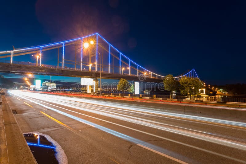 The Traffics on the Overpasses at Night Stock Photo - Image of ...