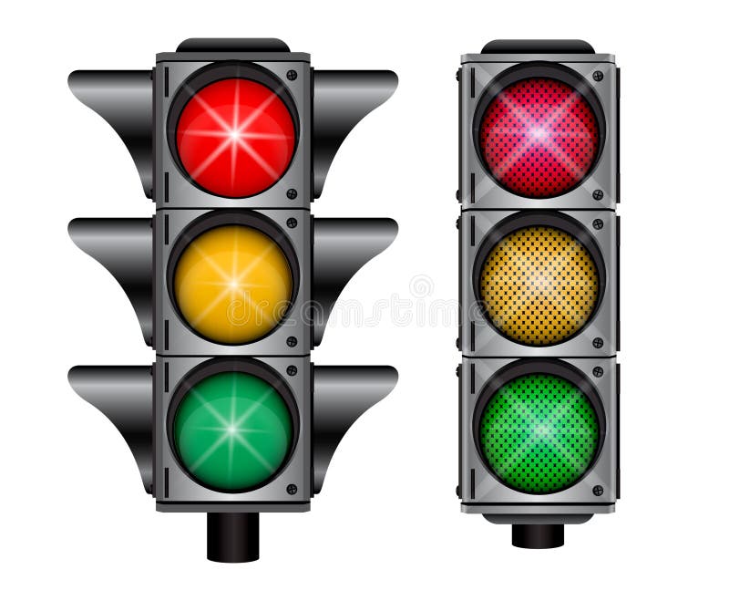 Set of Realistic Traffic Light with Flash Light Isolated. 3D Render ...