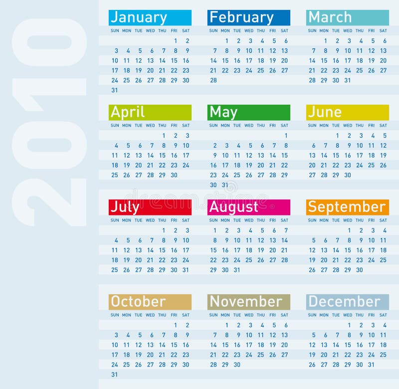 Kalender 2010-2015 stock abbildung. Illustration von 2010 - 11836174