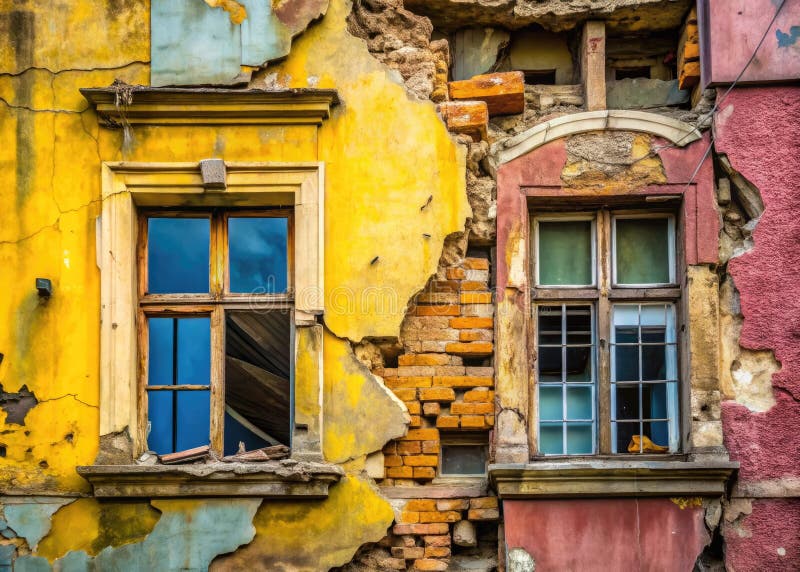 Tragic Building Collapse Extensive Structural Damage Broken Windows and ...