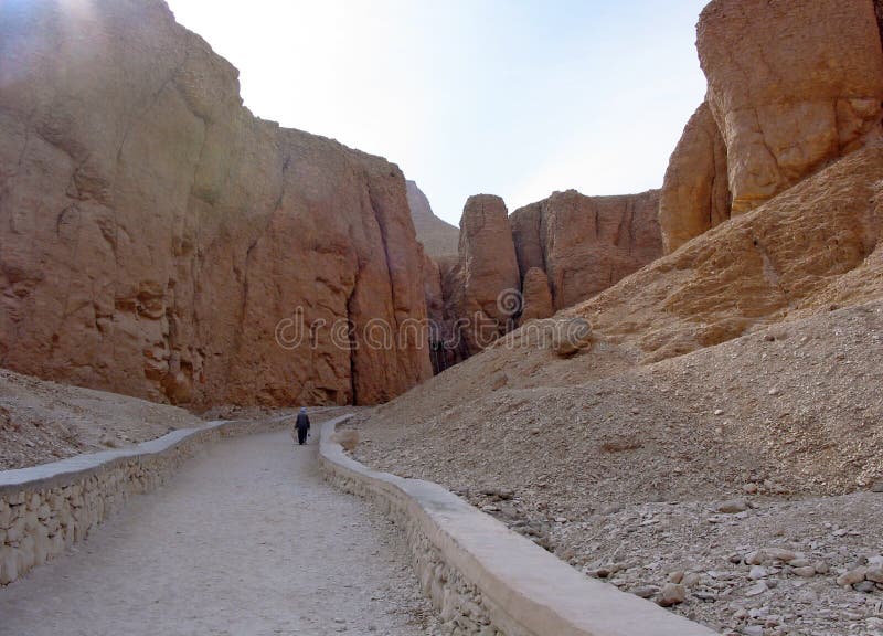 Trail between Cliffs at the Valley of the Kings Stock Photo - Image of ...