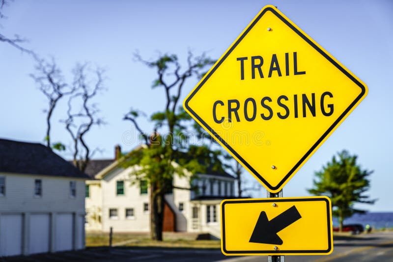 Trail crossing sign stock image. Image of town, travel - 89278493