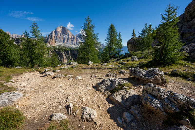 Hikking Trail in the Dolomites Mountains in the Warm, Summer Day and ...