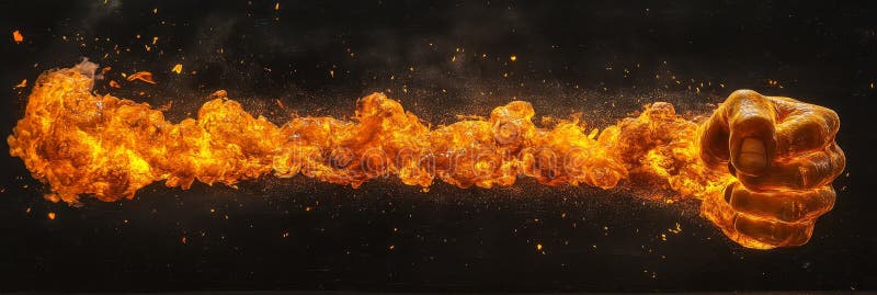 Trail of Fire Flowing from Powerful Fist, Abstract Energy Release on ...