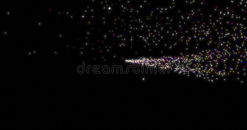 A Trail of Flying Multi-colored Sparkling Particles Moving Along a ...