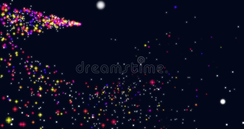 A Trail of Flying Multi-colored Sparkling Particles Moving Along a ...