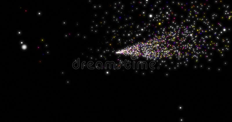A Trail of Flying Multi-colored Sparkling Particles Moving Along a ...