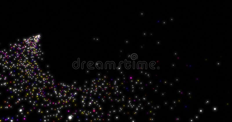 A Trail of Flying Multi-colored Sparkling Particles Moving Along a ...