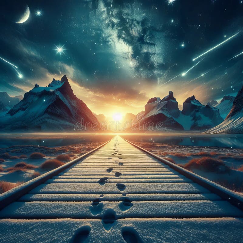 A Trail of Footprints Leading into the Distance, Photo V Stock ...