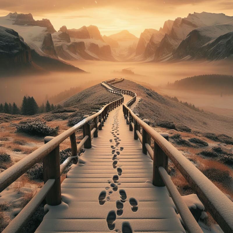 A Trail of Footprints Leading into the Distance, Photo V Stock ...