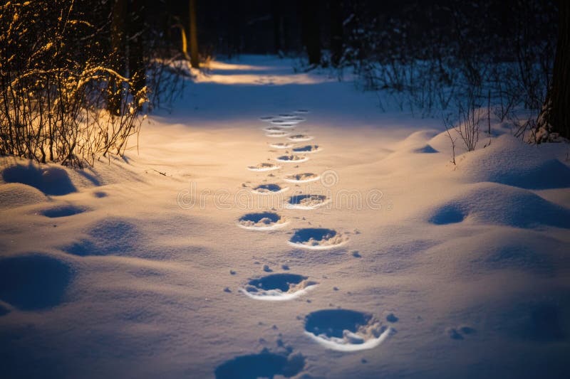 A Trail of Footprints in the Snowy Landscape, Suggesting Recent ...