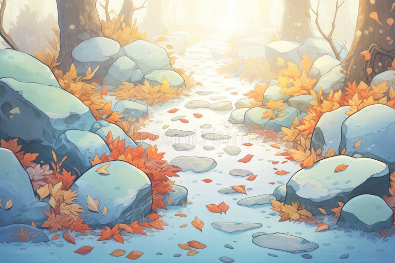 A Trail of Footsteps Leading through Frosted Foliage Stock Image ...