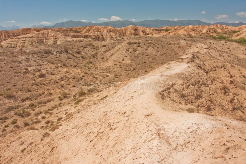 Trail on the Hill with Dry Soil at Hot Weather Stock Photo - Image of ...
