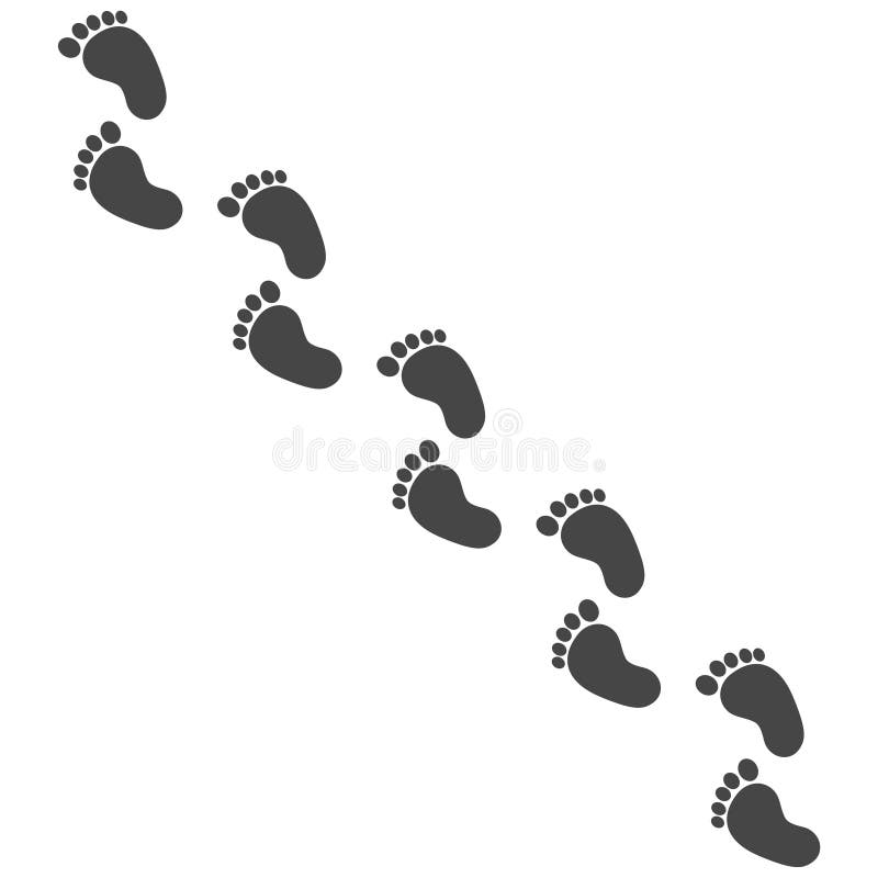 Trail of Human Bare Footsteps on White Background Stock Vector ...