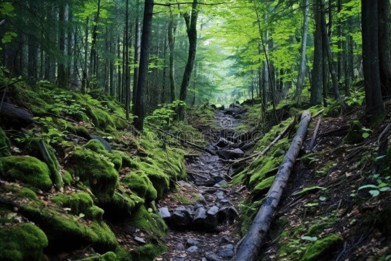 A Trail Leading into Deep Forest Stock Illustration - Illustration of ...