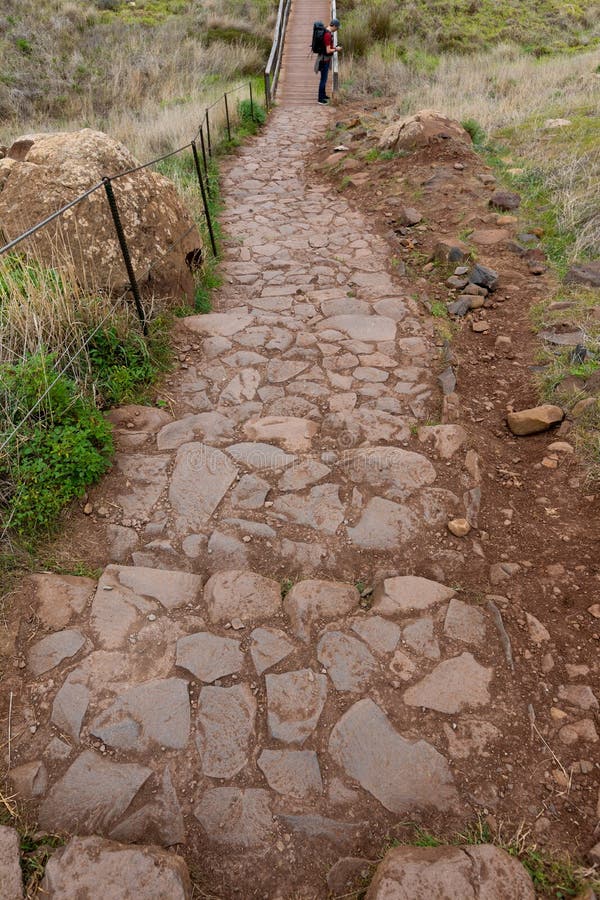 Trail Made of Stone Stairs with a Railing Stock Photo - Image of ...