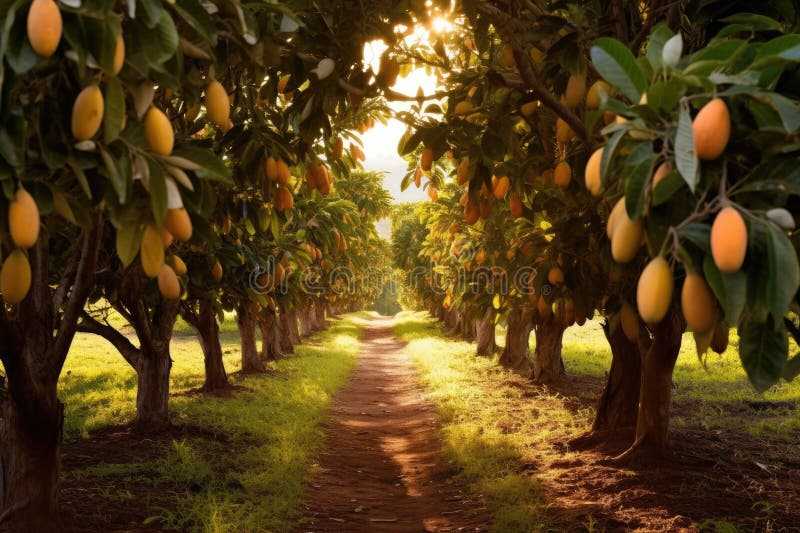 Mango Trees stock illustration. Illustration of garden - 346065439