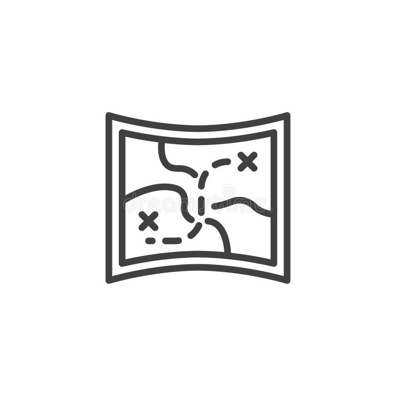 Trail Map line icon stock illustration. Illustration of destination ...