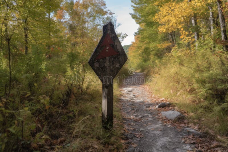 Trail Marker with Arrow, Pointing the Way Forward Stock Illustration ...