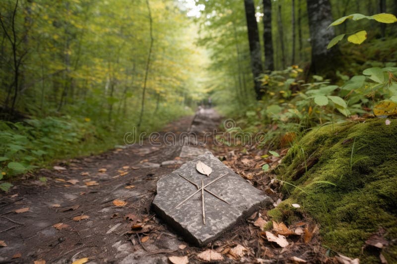 Trail Marker with Arrow, Pointing the Way Forward Stock Illustration ...
