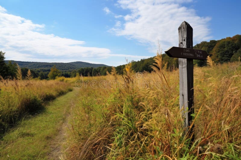 Trail Marker with Arrow Pointing the Way To a Scenic View Stock Image ...