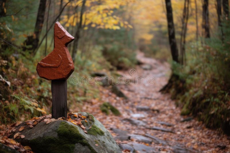 A Trail Marker in the Shape of a Duck with Its Beak Pointing To the ...