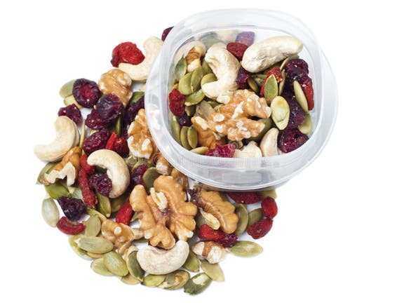 Trail Mix Container on White Stock Image - Image of nuts, cashew: 23943695