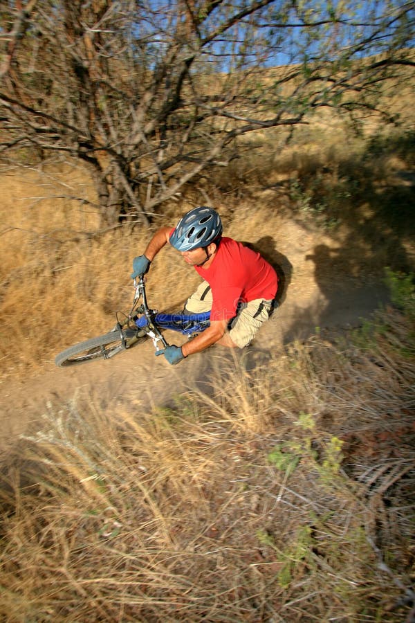 Trail Motion on a bike stock image. Image of hills, helmet - 3056687