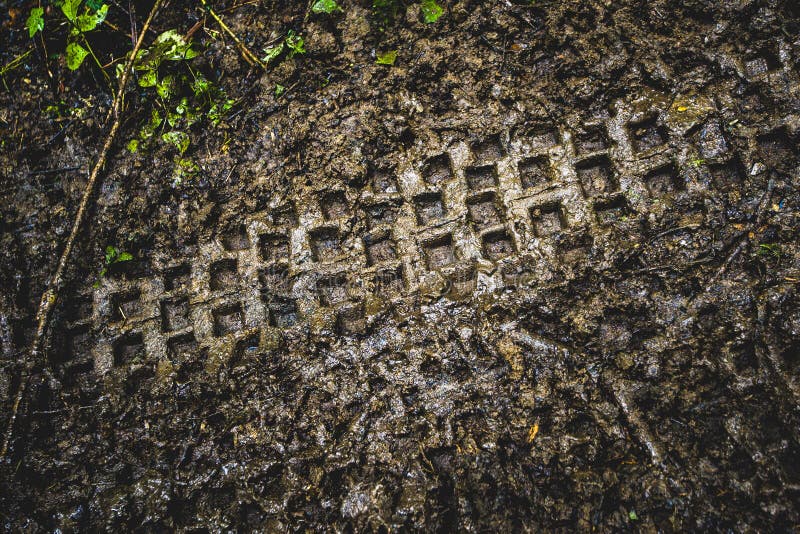 The Trail in the Mud from the Wheels of the Motorcycle Enduro Stock ...